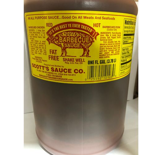 Scott's Barbecue Sauce (Red Hot - Fat-Free) One Gallon