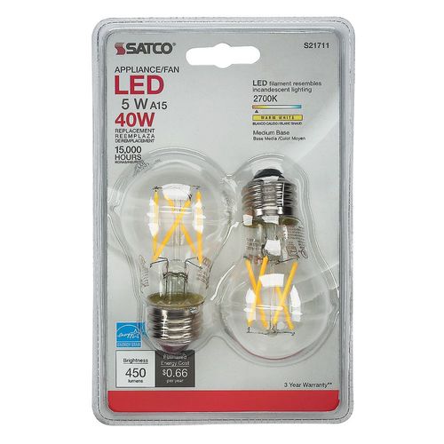 Clear 2700K LED Bulb 5.5W - 2 Pack, 117352 | Satco