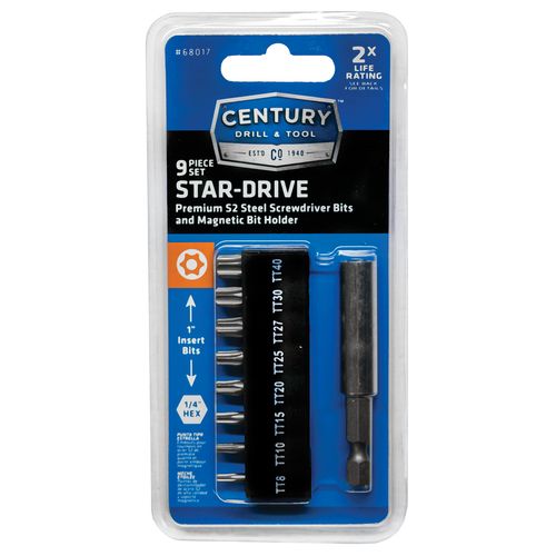 Century® 9 Piece Star Drive Bit Set With Magnetic Holder