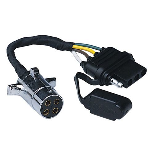 4 Way Round Plug to 4 Way Flat Trailer Wire Adapter